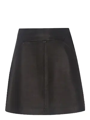 Whistles A-line Leather Skirt - Black