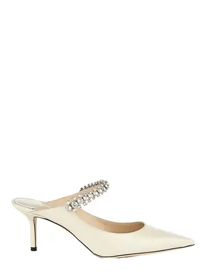 JIMMY CHOO Bing 65 Crystal-embellished Patent-leather Heeled Mules - Linen