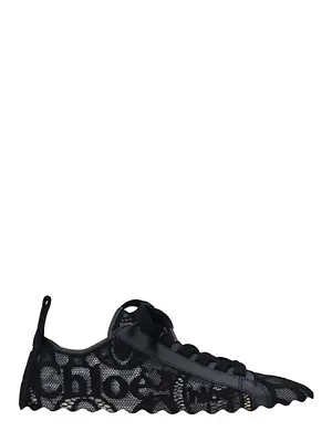 Chloé Lace-detail Leather Trainers - Black
