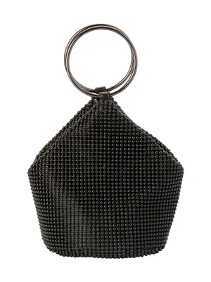 OLGA BERG Bianca Mesh Bucket Bag Black