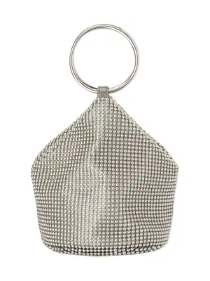 OLGA BERG Bianca Mesh Bucket Bag Silver