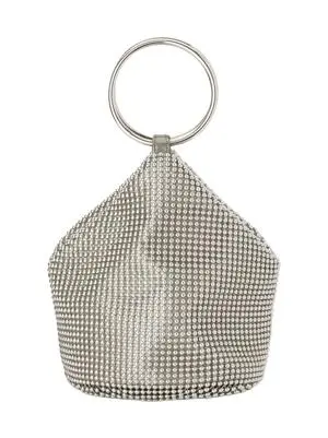 OLGA BERG Bianca Mesh Bucket Bag Silver