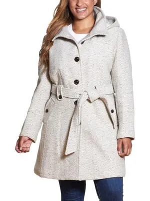 Gallery Gallery Belted Hooded Coat Oatmeal