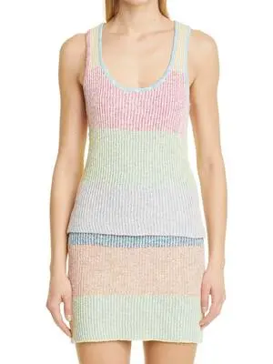 YANYAN Two-tone Tweed Tank - Rainbow