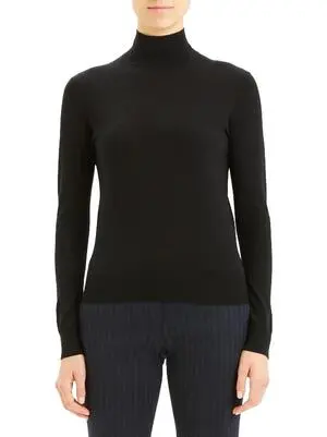 Theory Wool Blend Mock Neck Sweater - Black