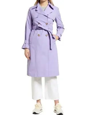Sam Edelman Double Breasted Nylon Trench Coat Lavender