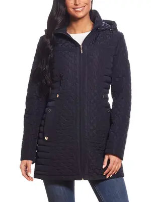 Gallery Gallery Quilted Water Resistant Hooded Jacket Ink Navy