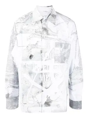 Off-White Faded-print Oversized Cotton Shirt - White
