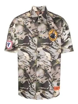 Heron Preston Camouflage-print Bowling Shirt - Green