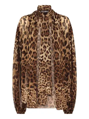 Dolce & Gabbana Leopard-print Chiffon Blouse - Brown