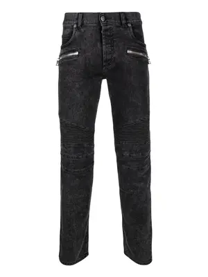 Balmain Ribbed Slim-cut Jeans - Black