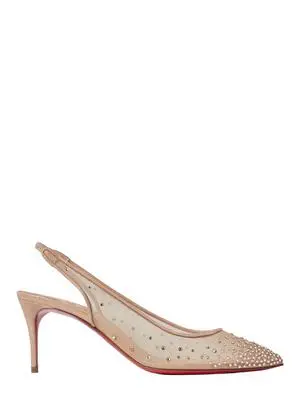 CHRISTIAN LOUBOUTIN Follies Strass 70 Crystal-embellished Slingback Pumps - Neutrals