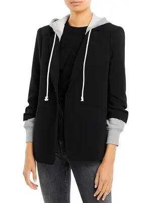 Cinq À Sept Khloe Hooded Blazer - Black/heather Grey