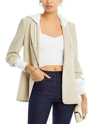 Cinq À Sept Khloe Hooded Blazer - Khaki/white