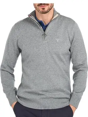 Barbour Cotton Half Zip Knitted Jumper - Gray Marl