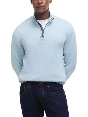 Barbour Cotton Half Zip Knitted Jumper - Ocean Sky