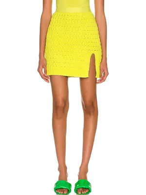 Bottega Veneta Chenille Twisted Mesh Skirt - Kiwi