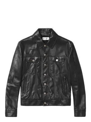 Saint Laurent Slim-fit Leather Trucker Jacket - Black