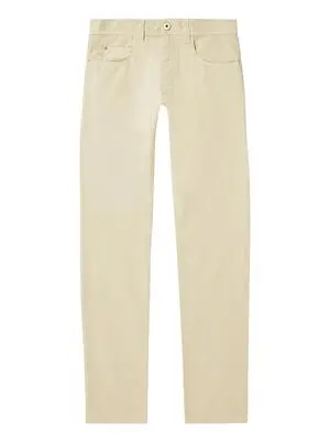 Loro Piana Slim-fit Cotton-blend Trousers - Neutrals