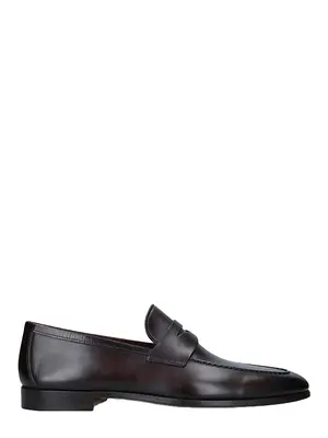 Magnanni Delos Almond-toe Suede Loafers - Mid Brown