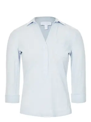 THE WHITE COMPANY Slim-fit Cotton-jersey Shirt - Linen Blue