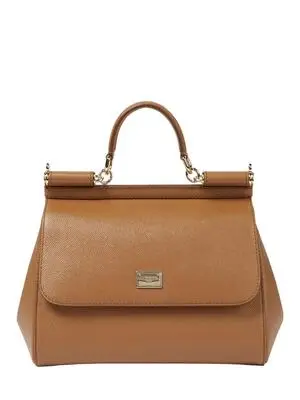 Dolce & Gabbana Sicily Medium Leather Shoulder Bag - Brown
