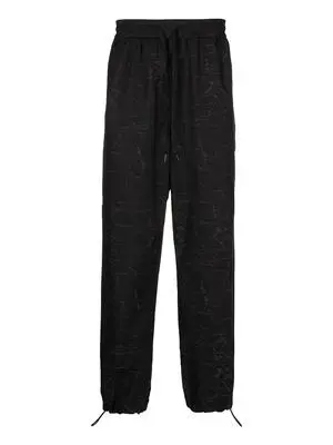 PORTS V All-over Logo Print Trousers - Black