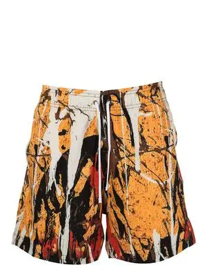 Amiri Paint Splatter Above-knee Shorts - Yellow