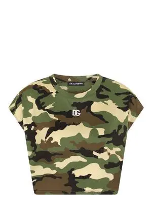 Dolce & Gabbana Camouflage-print Cropped T-shirt - Green