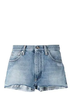 Off-White Logo-print Denim Shorts - Blue