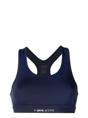 7 DAYS ACTIVE Logo-print Cropped Bra - Blue