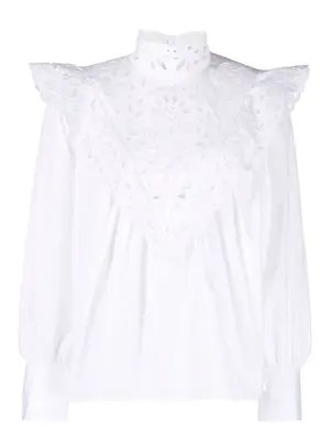 Chloé High-neck Broderie Anglaise Blouse - White