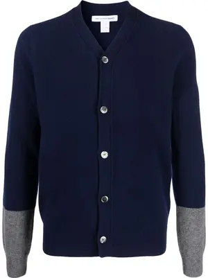 Comme Des Garçons V-neck Wool Cardigan - Blue