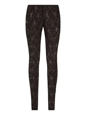 Dolce & Gabbana Floral-lace Slim-cut Leggings - Black