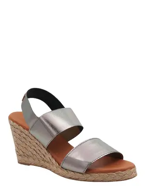 Andre Assous André Assous Allison Espadrille Wedge Sandal Metallic Taupe