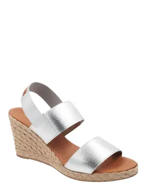 Andre Assous Allison Espadrille Wedge Sandal - Silver