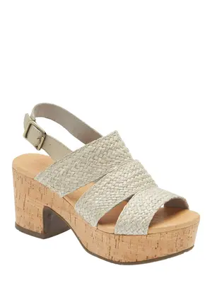 CHOCOLAT BLU Chocolat Blu Galya Platform Slingback Sandals Light Grey Raffia