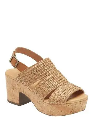 CHOCOLAT BLU Galya Platform Slingback Sandals - Natural Raffia