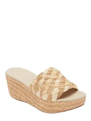 CHOCOLAT BLU Yunis Raffia Wedge Sandals - Toast Multi Raffia