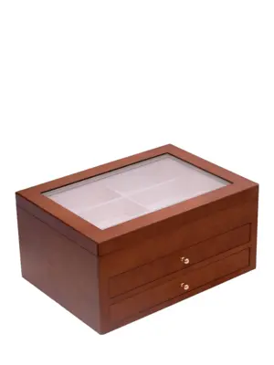 BEY-BERK Kelly 18-pair Glasses Storage Box - Brown