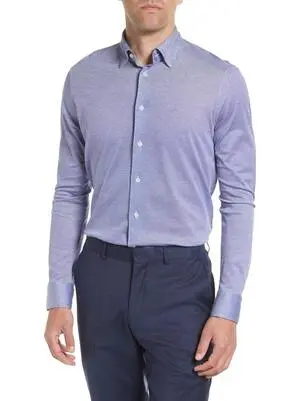 Eton Contemporary Fit Oxford Piqué Dress Shirt - Medium Blue