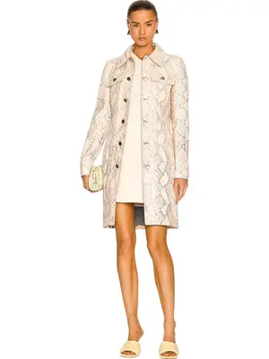 Bottega Veneta Faded Python Print Coat - Cantaloupe & Black