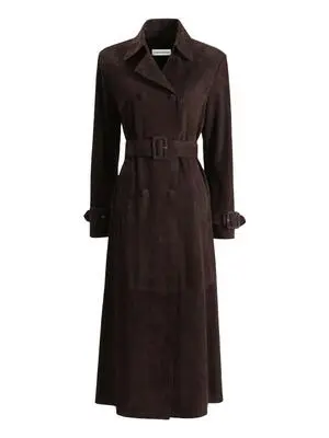 Nour Hammour Tate Suede Trench Coat - Mocha Suede