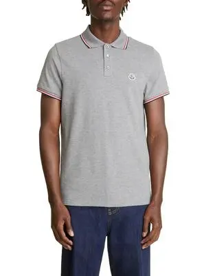 Moncler Tipped Piqué Polo - Grey