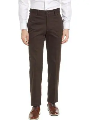 Berle Charleston Khakis Flat Front Stretch Sateen Pants - Brown