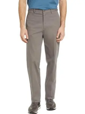 Berle Charleston Khakis Flat Front Stretch Sateen Pants - Grey