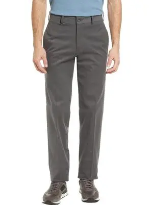 Berle Charleston Khakis Flat Front Brushed Stretch Twill Pants - Grey
