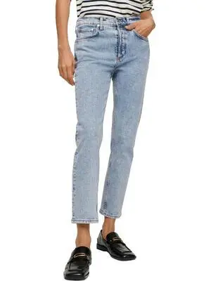 Mango Committed Collection Ankle Straight Leg Jeans - Light Blue