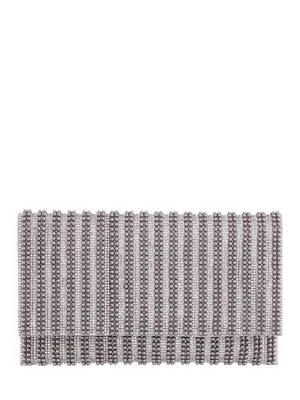 Nina Nina Crystal And Imitation Pearl Embellished Clutch Soft Grey