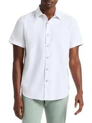Robert Graham Highland Jacquard Short Sleeve Button-up Shirt - White